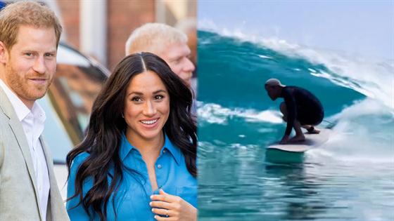 Meghan Markle Shares Flirty Tribute to Prince Harry Catching Waves