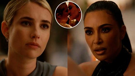 Kim Kardashian Kisses & Slaps Emma Roberts In Head-Spinning American ...
